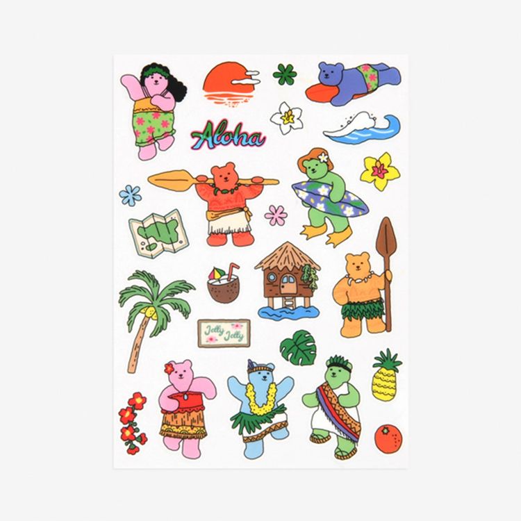 데일리라이크 투명 리무버 스티커 젤리베어 07 Aloha 다이어리 데코 스티커 홈플러스 택배배송