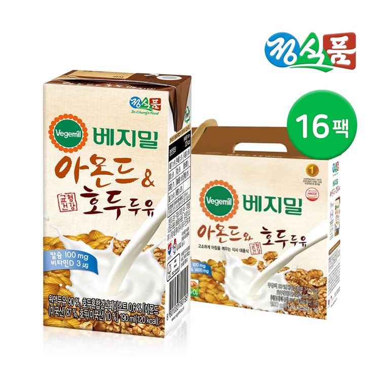 정식품 베지밀 아몬드와 호두두유 190ml 16팩 | 홈플러스 판매자택배