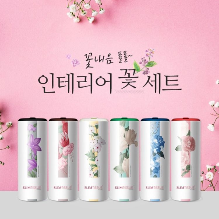 슬림티슈 인테리어 꽃 6p 휴대용 차량용 티슈 선물세트 홈플러스 택배배송