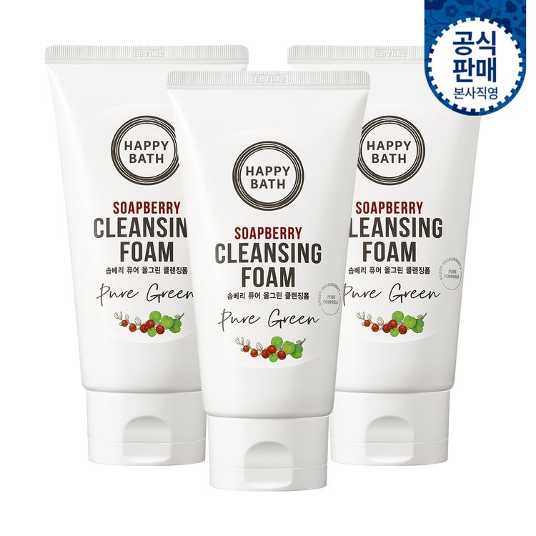 해피바스 솝베리 퓨어 올그린 클렌징폼 150g 3입 홈플러스 택배배송