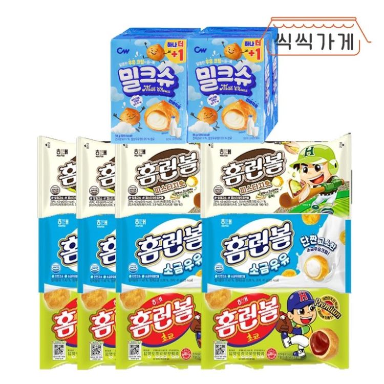 씩씩가게 밀크슈 56g X 4ea 홈런볼 3종 4개씩소금우유 초코 피스타치오 홈플러스 택배배송