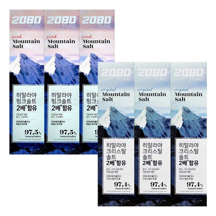 2080 퓨어플러스 치약 120g X 6개(마일드 3개+크리스탈 3개) | 홈플러스 택배배송