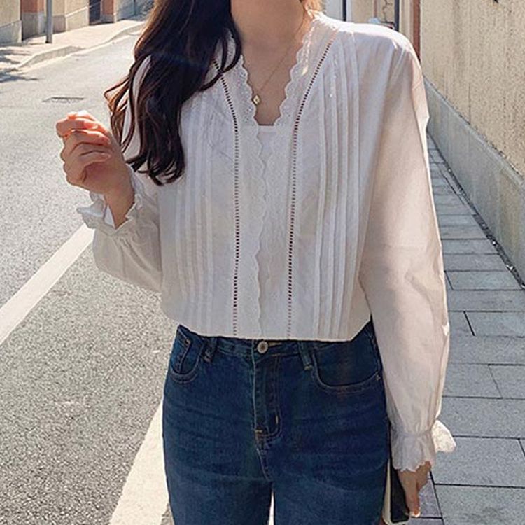 여대생 실용적인 N6213b39fbd 코디 흰색 블라우스 청바지 코디 가을 데일리 홈플러스 택배배송