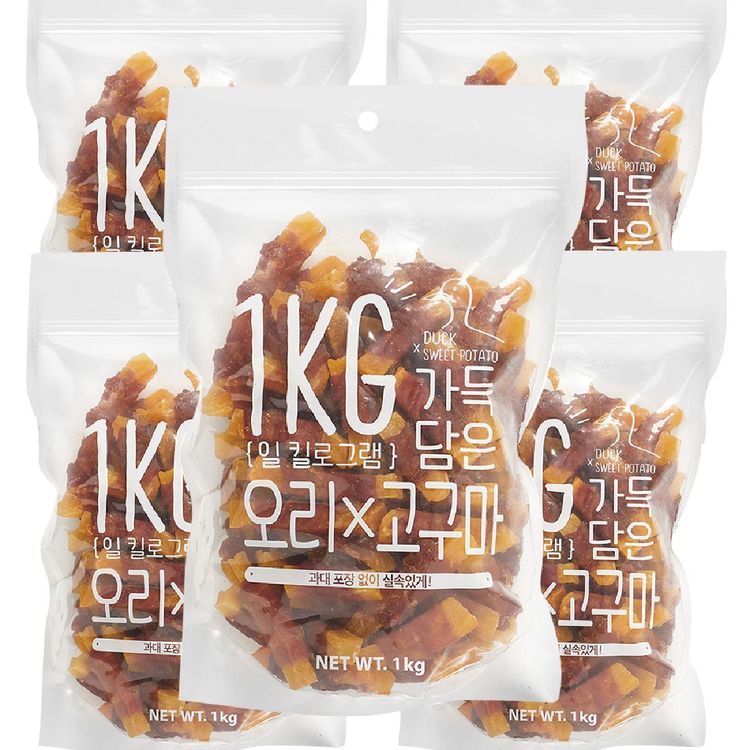 슈퍼츄 일킬로그램 가득 담은 오리고구마말이 1kg X 5봉강아지 고구마말랭이 대용량간식 홈플러스 택배배송