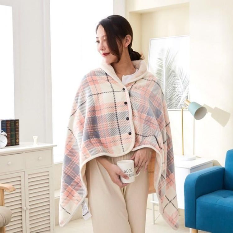 체크 다 핑크 망토담요 망토 무릎블랭킷 똑딱이 단추담요 겨울담요 블랭킷 담요80x140cm 홈플러스 택배배송