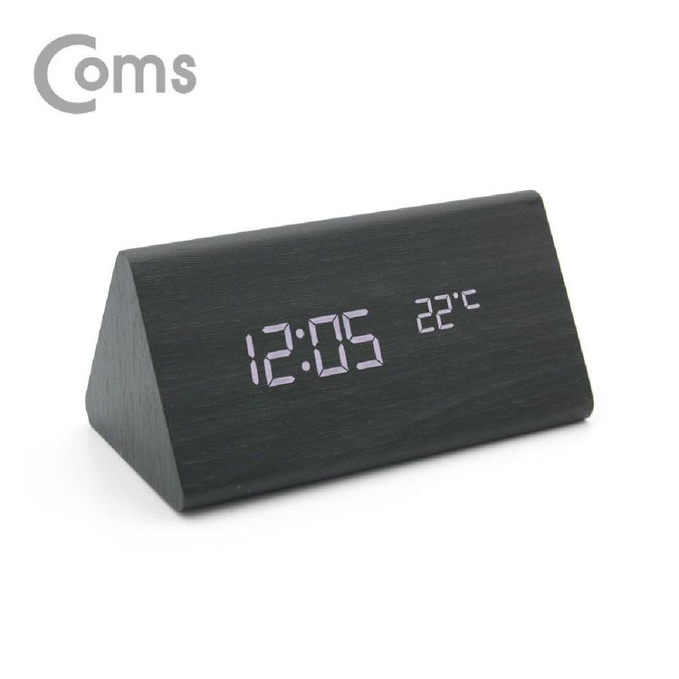 Coms 디지털 Led 나무시계 삼각 Black 홈플러스 택배배송