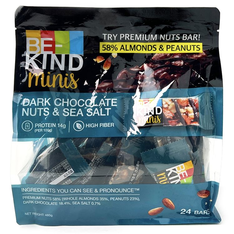 Costco Bekind 다크 초콜릿 넛츠 앤 씨솔트 너트바 480g 20g X 24개 홈플러스 택배배송