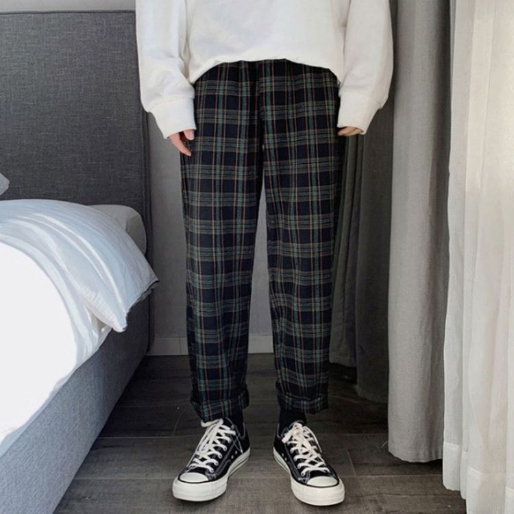 남성하의 밴딩 체크바지 루즈핏 캐주얼룩 스타일코디 홈플러스 택배배송