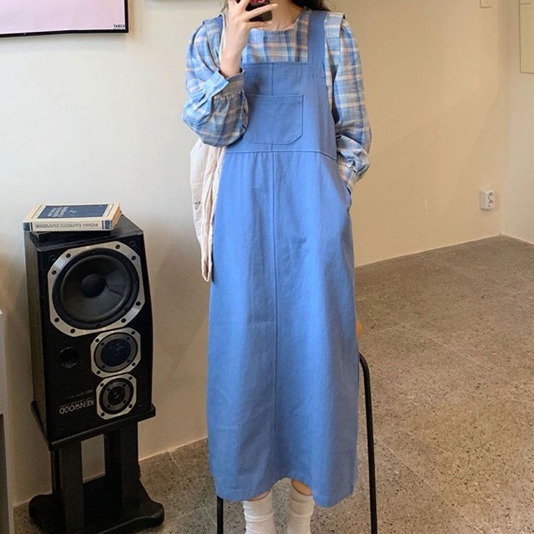 절개 멜빵 롱기장 원피스 A라인 끈조절 이너 코디 홈플러스 택배배송