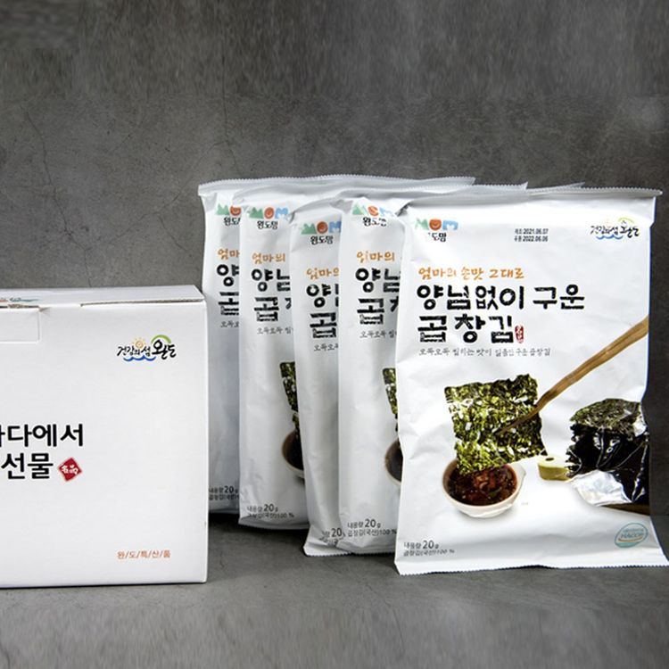 한가위남도장터 완도맘 양념없이 구운곱창김 8g X 5봉 선물박스포함 홈플러스 택배배송