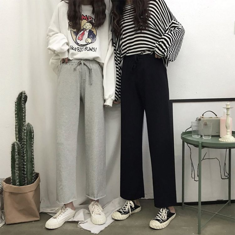여자 데일리 허리끈 세미와이드 컷팅 츄리닝 롱 팬츠 홈플러스 택배배송