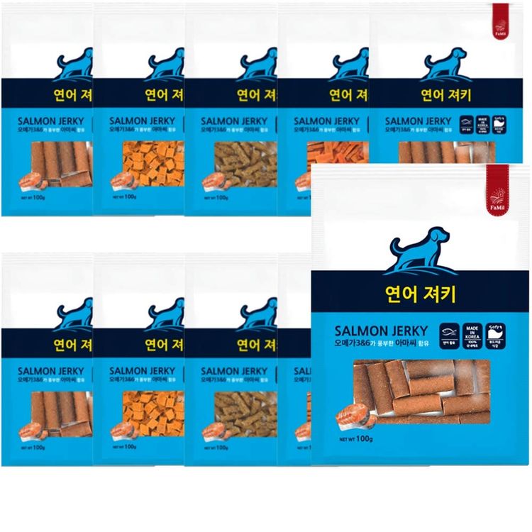 파밀 강아지간식 소프트져키 연어져키 100gx10개 랜덤 홈플러스 택배배송