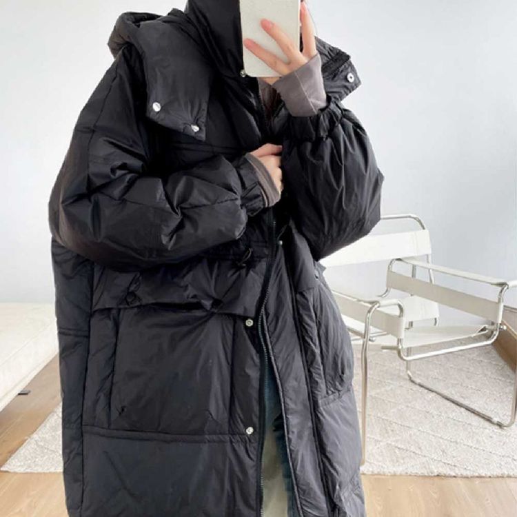 여자 겨울 출근 룩 데일리 롱 패딩 검정 후드 점퍼 홈플러스 택배배송