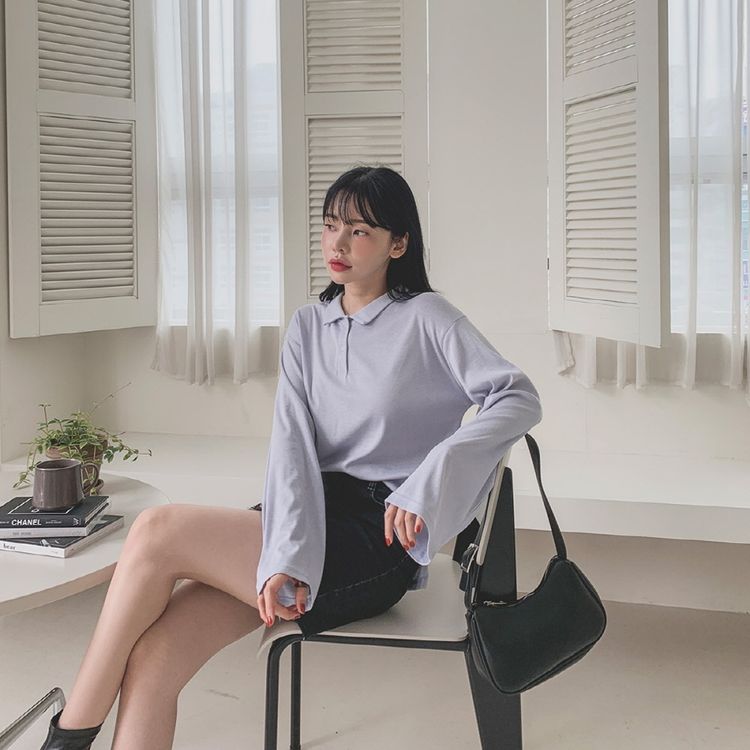 여자 데일리 캐주얼 기본 카라넥 긴팔티셔츠 홈플러스 택배배송