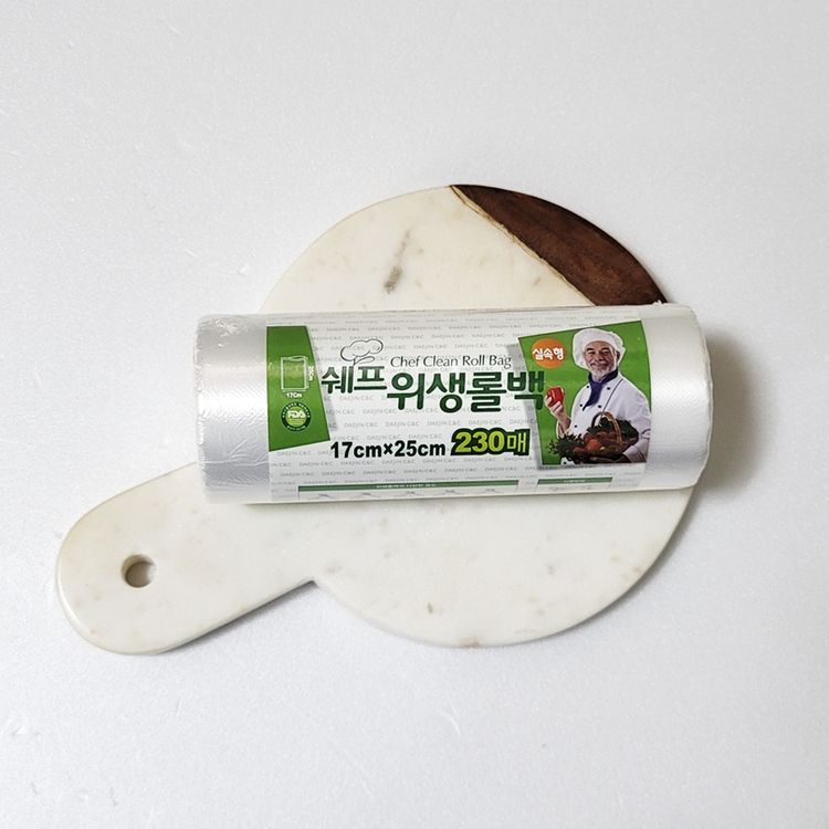 쉐프 위생롤백 실속형 17cm X 25cm 230매 1팩 위생비닐 위생팩 비닐롤팩 일회용비 홈플러스 택배배송