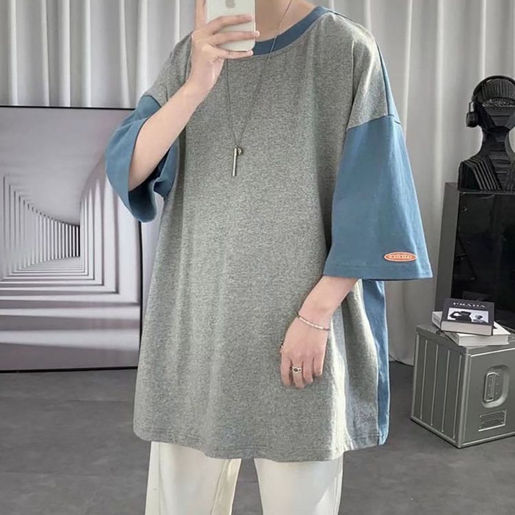 투톤 포인트 라운드넥 부드러운 오버핏 남성 반팔티 홈플러스 택배배송