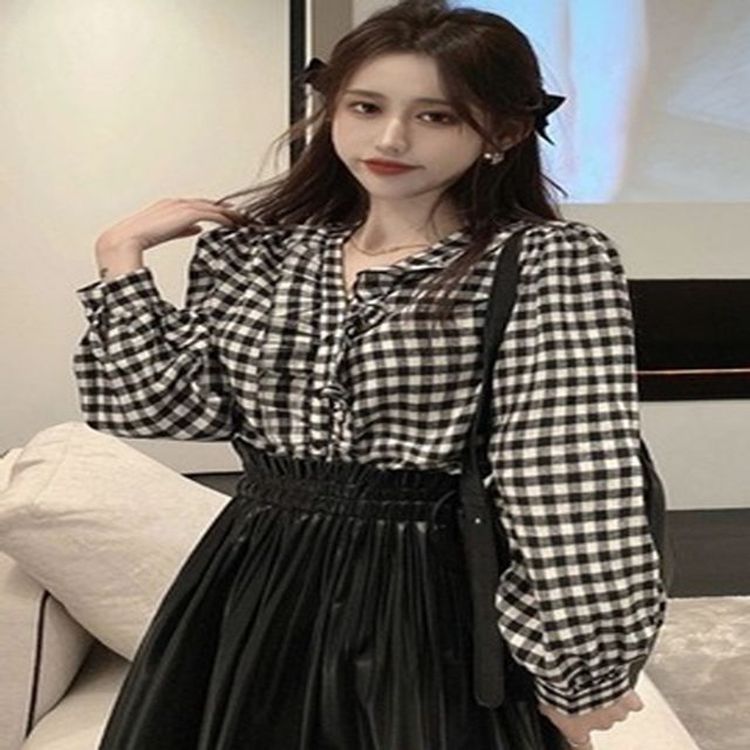 여성 실용적인 N62139f6a7a 체크 프릴 셔츠 로맨틱 분위기 러블리 봄코디 홈플러스 택배배송