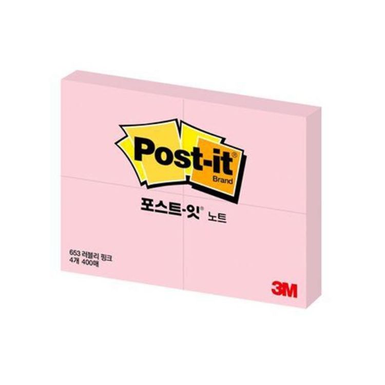3m 포스트잇 노트 653 4 P핑크51x38분홍n3500130 홈플러스 택배배송