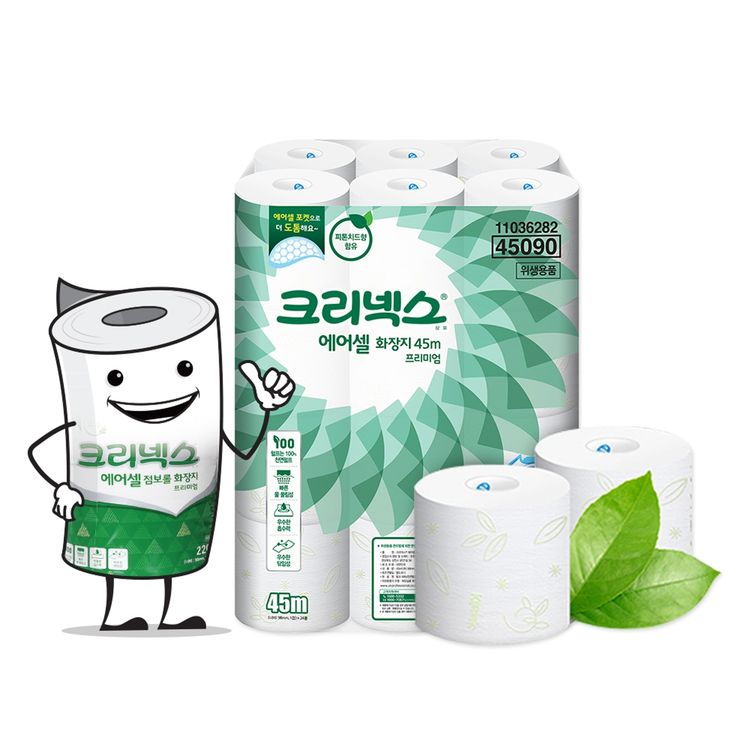 크리넥스 프리미엄 에어셀 화장지 45m 24롤 1팩 두루마리 휴지 피톤치드 홈플러스 택배배송