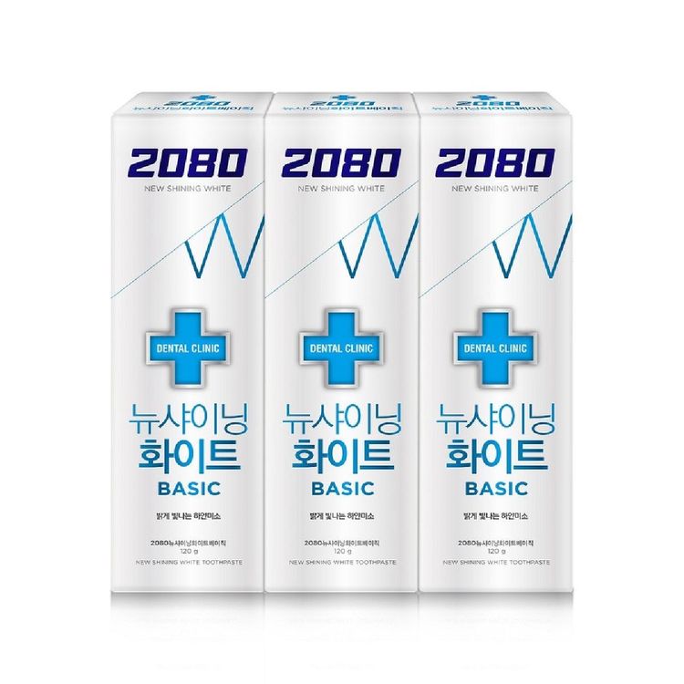 애경 2080뉴샤이닝화이트 베이직 치약 120G*3입 | 홈플러스