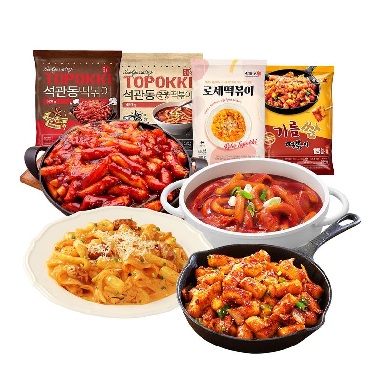 석관동떡볶이 골고루 4팩 오리지날맛1국물떡볶이1기름쌀떡볶이1로제떡볶이1 홈플러스 택배배송
