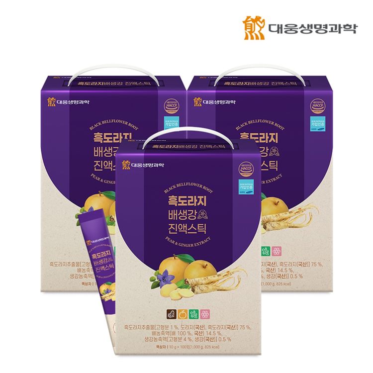 대웅생명과학 목에 좋은 국내산 흑도라지배생강 진액스틱 10g 100포 3박스 목건강 홈플러스 택배배송