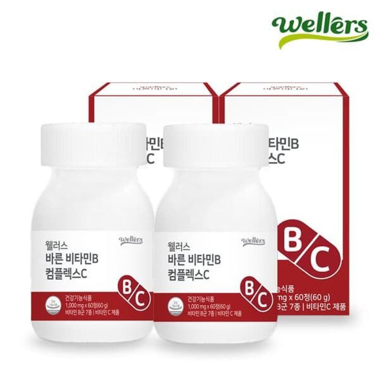 웰러스 바른 비타민b컴플렉스 비타민c 2박스박스당 1000mg X 60정 비오틴 홈플러스 택배배송