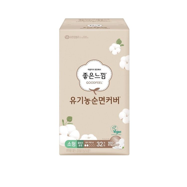 유한킴벌리 좋은느낌 유기농 순면 내추럴코어 울트라슬림날개 생리대 소형32매 홈플러스