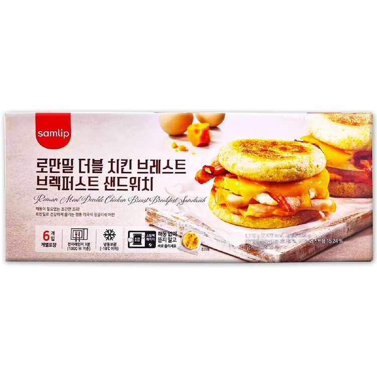 삼립 로만밀 더블 치킨 브레스트 브랙퍼스트 샌드위치 1110g185g X 6개 홈플러스 판매자택배