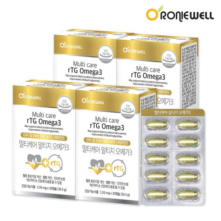 로니웰 멀티케어 R Tg알티지 오메가3 1210mg 30캡슐 4개 4개월분 홈플러스 택배배송