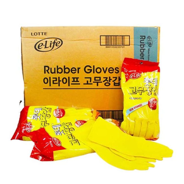 롯데 고무장갑 옐로우 미니 L 10개입 50p 다용도 청소 홈플러스 택배배송