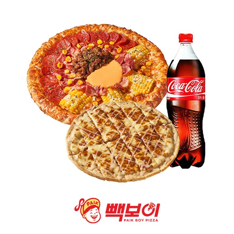 빽보이피자 울트라빽보이 피자반 체다콘치즈 피자반 L 빽보이연유스틱 콜라 홈플러스 택배배송