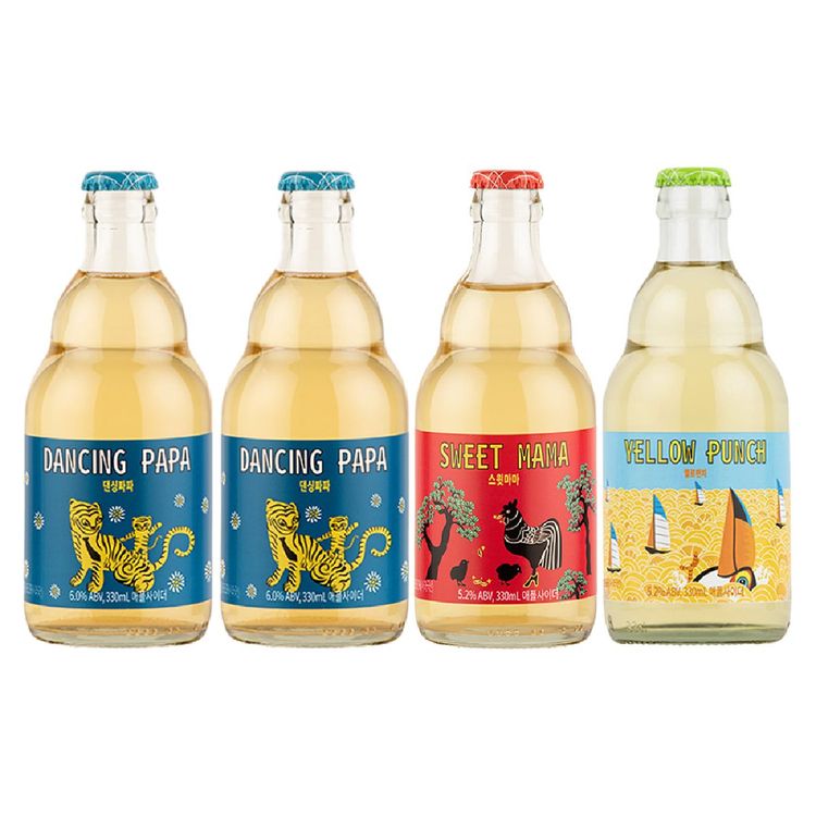 댄싱사이더 330ml 4본 댄싱파파2 스윗마마1 얠로펀치1 홈플러스 택배배송