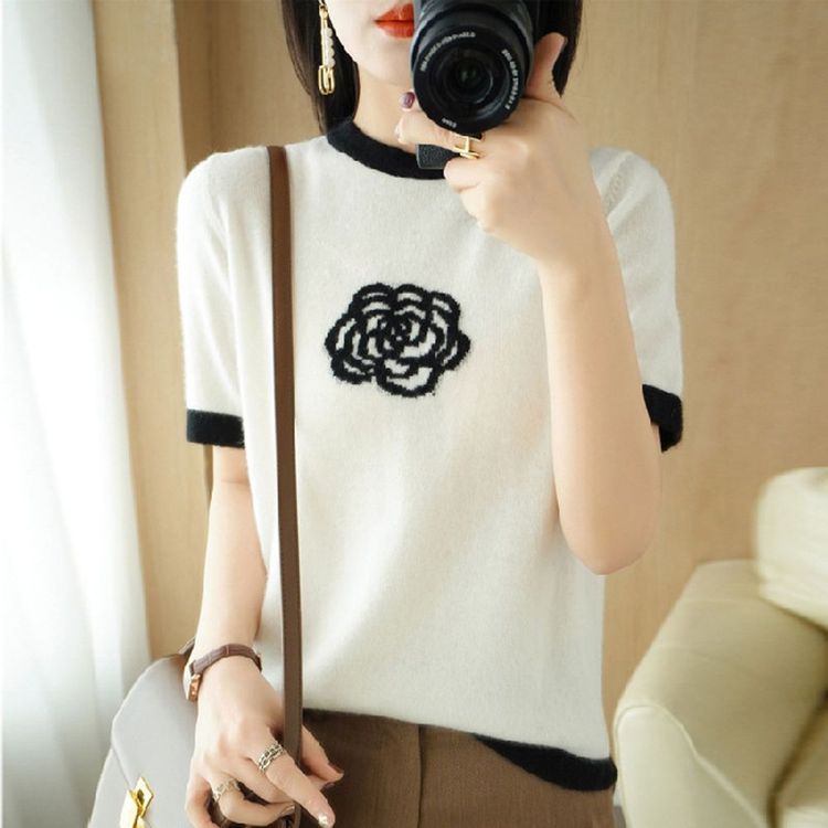 여성 실용적인 N6213a519ab 반팔 루드 핏 니트 티 여자 라운드 셔츠 Ivory 홈플러스 택배배송