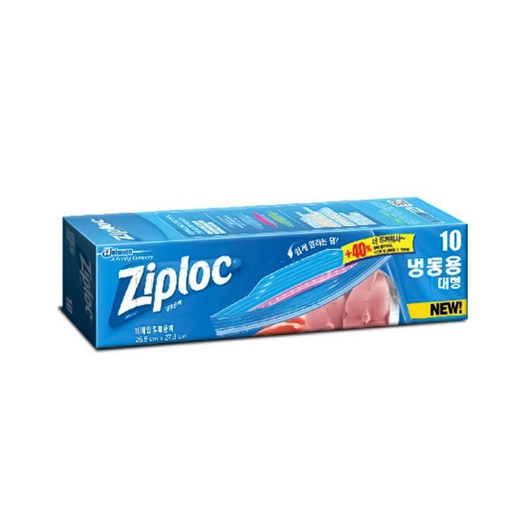 Ziploc 지퍼락 지퍼백 그립and실 밀폐용백 냉동용 대형 10매입 지퍼팩소형 정리수납 캠핑 홈플러스 택배배송