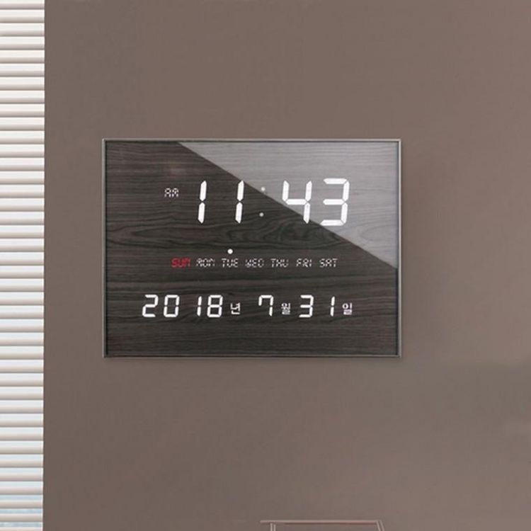 북유럽 인테리어 Fm수신 Led 벽 걸이 전자 시계 블랙 홈플러스 택배배송