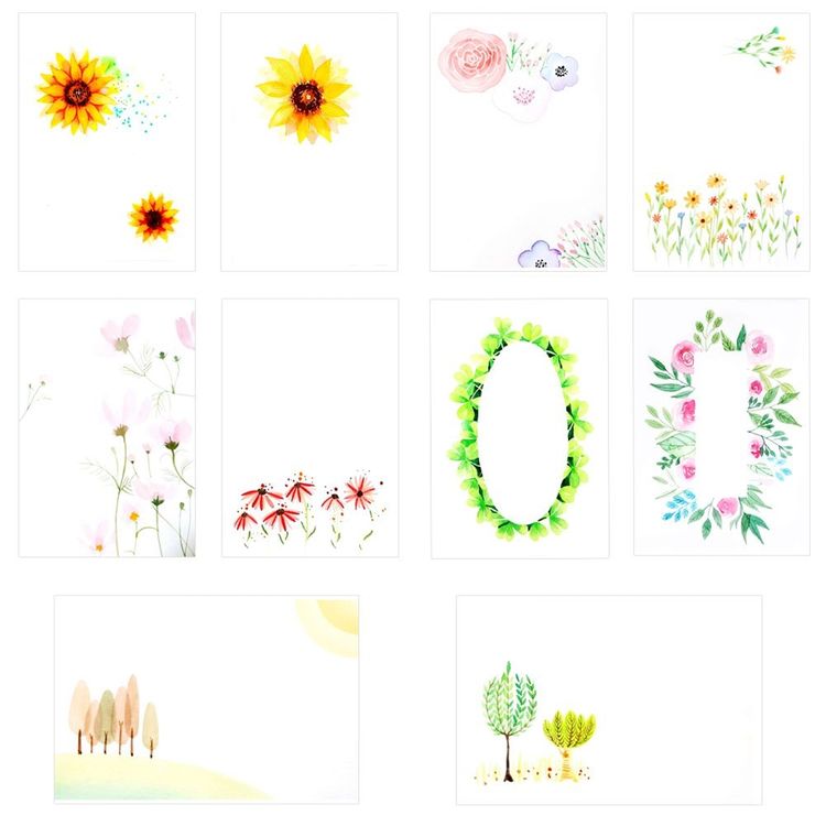 따쟁이공방 N10235d7ed1 수채화 감성 Flower 엽서세트 10매입 홈플러스 택배배송