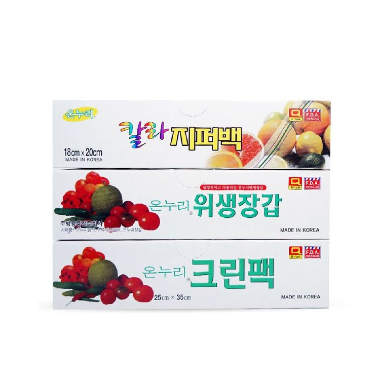 온누리 키친 3종세트 크린팩 위생장갑 지퍼백 세트 홈플러스 택배배송