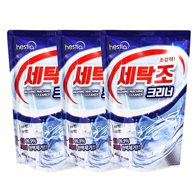 헤스티아 초강력 세탁조 크리너 분말형 450g 3개 드럼일반 공용 세탁기 청소 통 홈플러스 택배배송