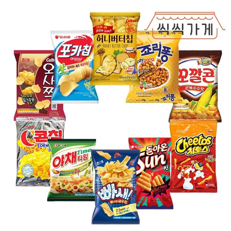 인기 봉지과자 10종 꼬깔콘 빠새 썬 야채타임 오사쯔 죠리퐁 치토스 콘칩 포카칩 허니 홈플러스 택배배송