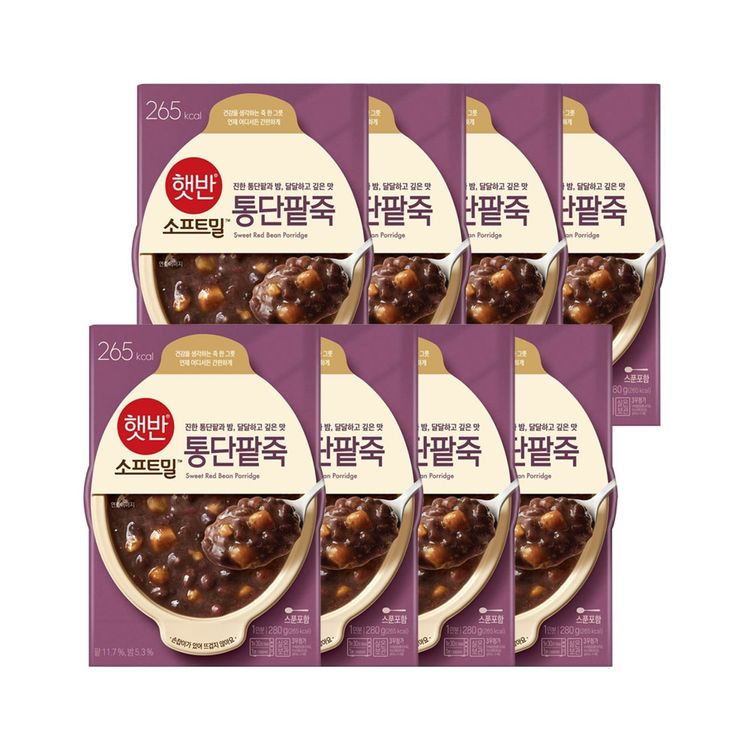 햇반죽 통단팥죽 280g X8개 비비고죽 리뉴얼 홈플러스 택배배송