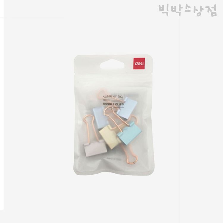 Deli 델리 파스텔골드 더블클립 4호 6입 25mm 메탈 중형 사무용품 집게서류 문서 사 홈플러스 택배배송
