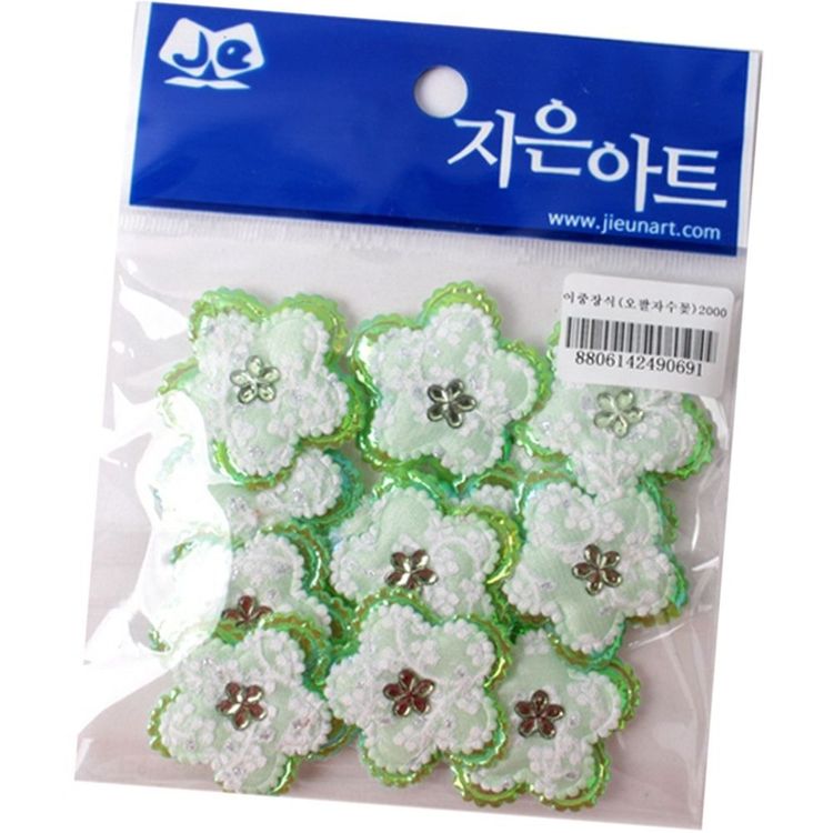 꾸미기재료 이중장식 오팔자수꽃 연두 1set 공예비즈 꾸미기 미술 홈플러스 택배배송