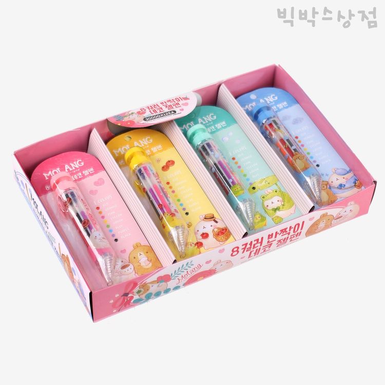 몰랑 8색 반짝이 데코젤펜 12개입 Box 캐릭터볼펜 몰랑이볼펜 다색펜 멀티펜 여러가지 홈플러스 택배배송