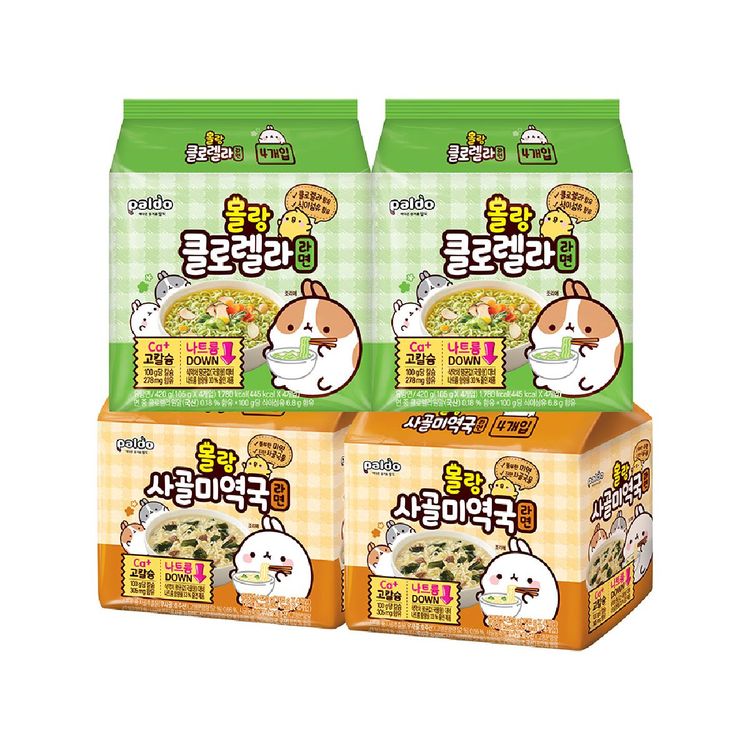 몰랑 라면 2종 4개 세트 사골 미역국 X2클로렐라 X2 홈플러스 택배배송