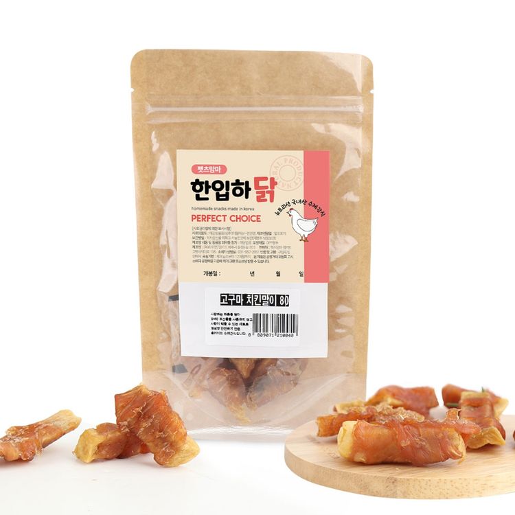 펫츠맘마 즐거운 식사 국내산 애견 수제간식 고구마 치킨말이 80g 홈플러스 택배배송