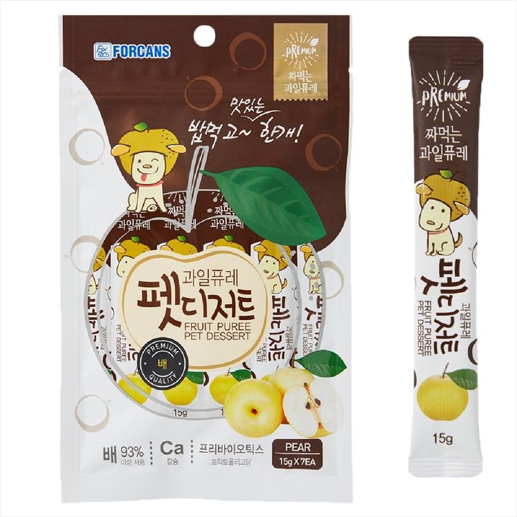 포켄스 과일퓨레 펫디저트 배 7p 105g 짜먹는 강아지 츄르 유기농 홈플러스 택배배송