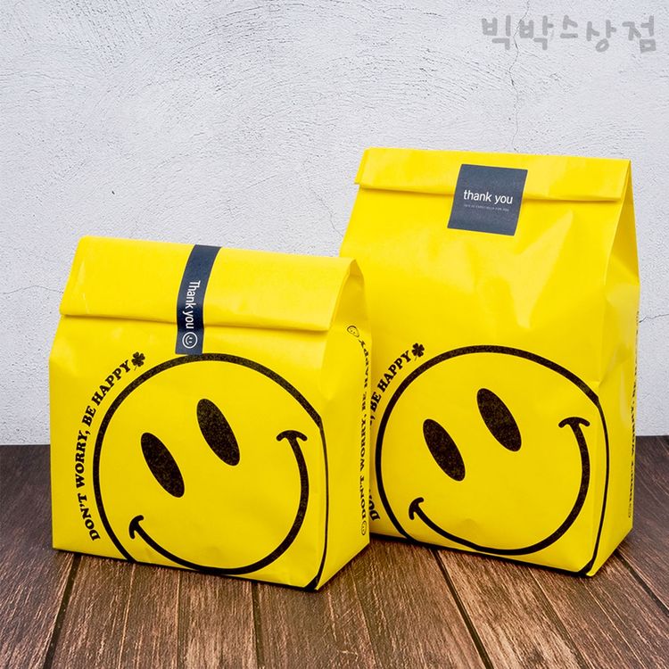 스마일 종이봉투 소 옐로우 스티커포함 포장봉투 재료 선물포장 답례품 유치원 어린이집 생일선 홈플러스 택배배송