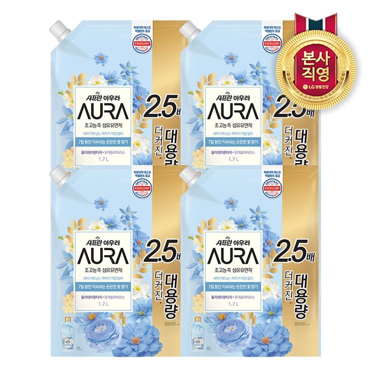 Lg생활건강 샤프란 Aura 섬유유연제 홀리데이판타지 17l X 4개 홈플러스 택배배송