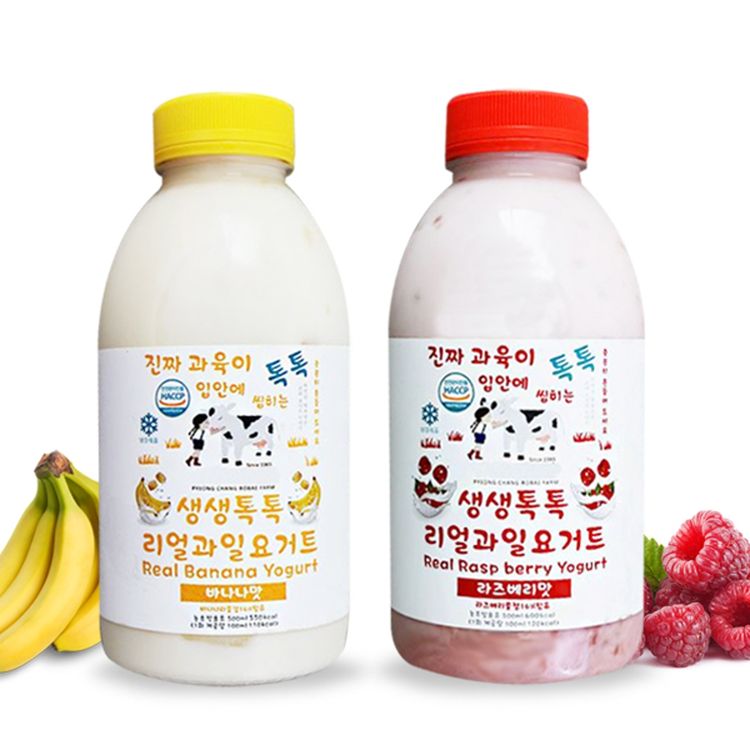 참다올 산지직송 강원도 평창 과일요거트 4day바나나라즈베리 요거트 각 500ml 홈플러스 택배배송